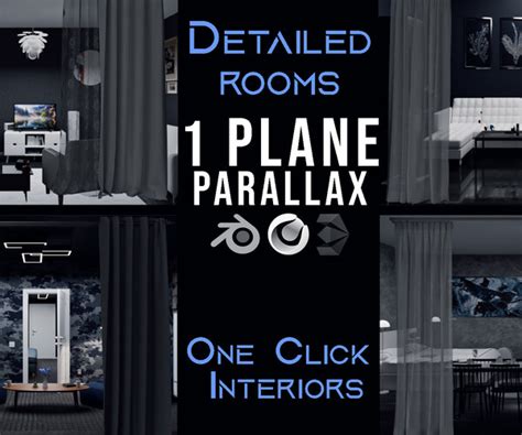 Artstation Parallax Detailed Rooms One Click Interiors Kpack