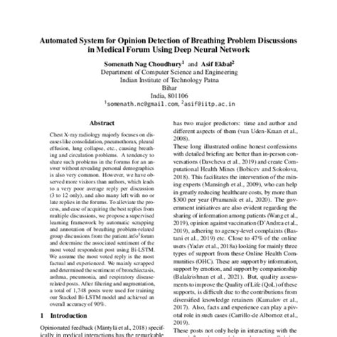 Automated System For Opinion Detection Of Breathing Problem Discussions