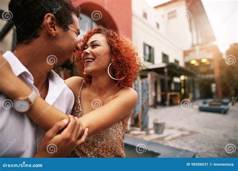 Young Couple In A Romantic Mood Out In The Street Stock Image Image