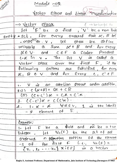 Module Vector Spaces And Linear Transformations Mathematics I Studocu