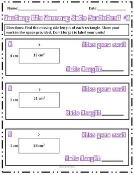 Find The Missing Side Length By Williams Room TpT
