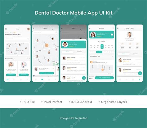 Premium Psd Dental Doctor Mobile App Ui Kit