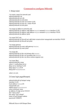 Basic Command To Configure Mikrotik DOC
