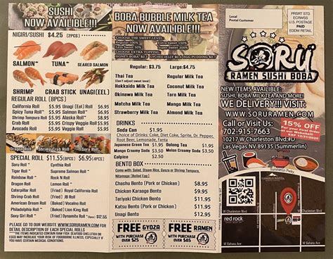 Online Menu Of Soru Ramen Sushi And Boba Milk Tea Restaurant Las Vegas