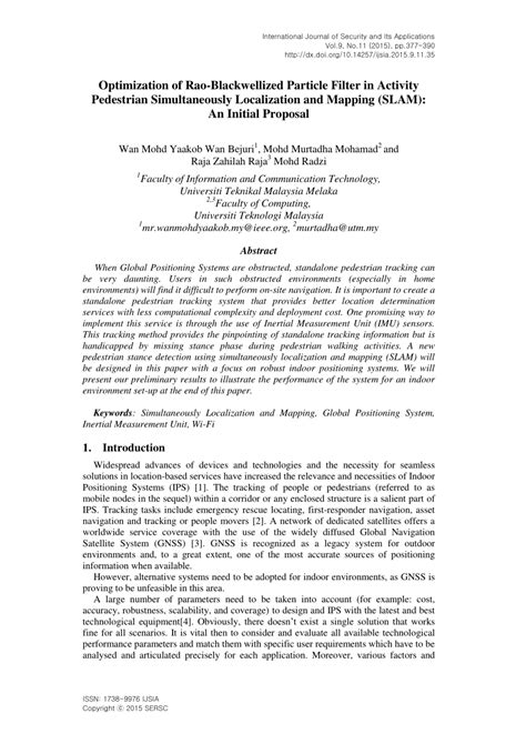 Pdf Optimization Of Rao Blackwellized Particle Filter In Activity