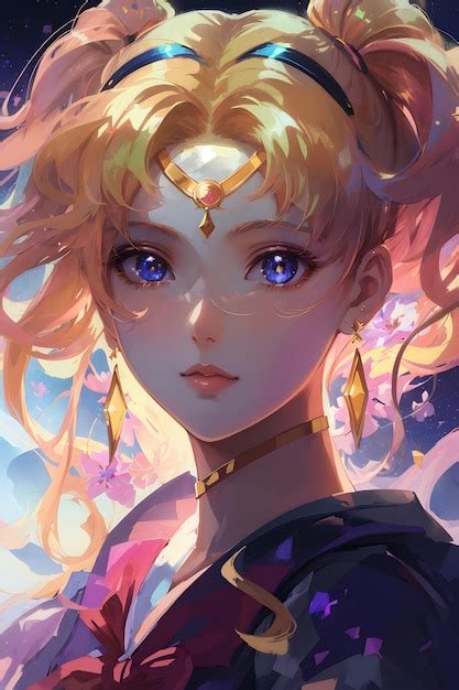 예쁜 소녀 애니메이션 귀여운 애니메이션 소녀 달 ⁇ 한 애니메이션 소녀 애니메이션 벽지 만화 스타일 애니메이션 소녀 Ai 생성 프리미엄 사진