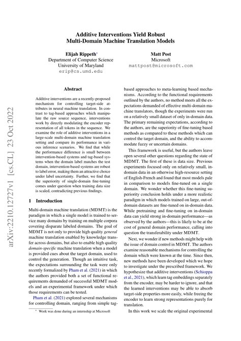 Pdf Additive Interventions Yield Robust Multi Domain Machine Translation Models