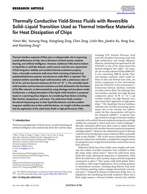 Thermally Conductive Yield‐stress Fluids With Reversible Solid Liquid Transition Used As Thermal