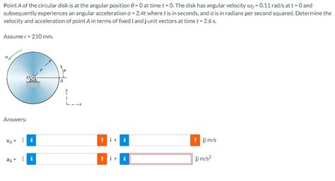 Solved Point A Of The Circular Disk Is At The Angular