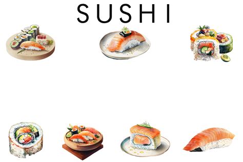 Watercolor Sushi Clipat Graphic By Watercolorbykr · Creative Fabrica