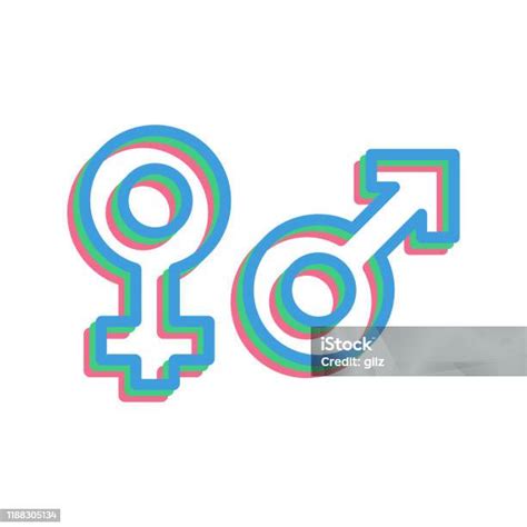 Ikon Gender Pria Dan Wanita Vektor Tanda Warna Desain Datar Modern