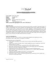 ECON X Macroeconomics Doc ECON X MACROECONOMICS For BUSINESS Syllabus Spring