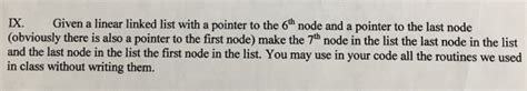 Solved Ix Given A Linear Linked List With A Pointer To The