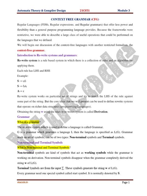 Vtucode In Module 3 2021 Scheme Pdf Grammar Metalogic