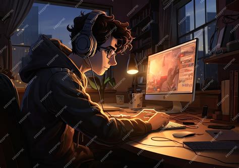 Premium Ai Image A Highangle Shot Of An Animator Sitting In Front Of