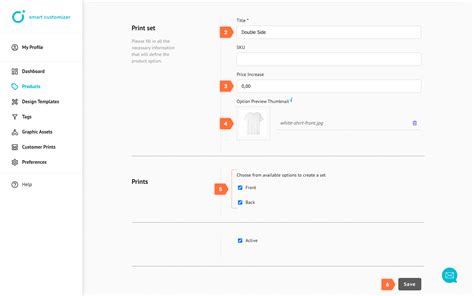 Setup Of A Product With Multiple Prints For Customization
