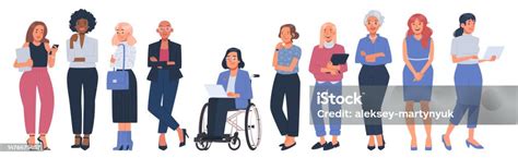 흰색 배경에 다양한 연령과 인종의 사무복을 입은 비즈니스 여성의 컬렉션 젊고 활동적이며 성숙하고 노인 여자에 대한 스톡 벡터 아트 및 기타 이미지 Istock