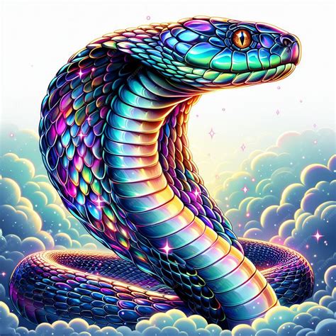 하이퍼 리얼리즘 터 아트 일러스트레이션 화려한 아프리카 왕 코브라 백색 배경에 고립 프리미엄 벡터