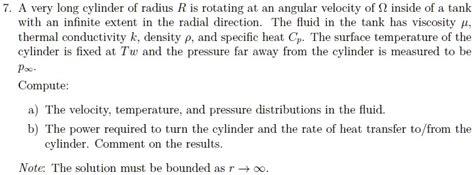 7 a very long cylinder of radius r is rotating at an angular velocity