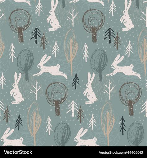 Christmas Seamless Pattern With Hand Drawn Vector Image