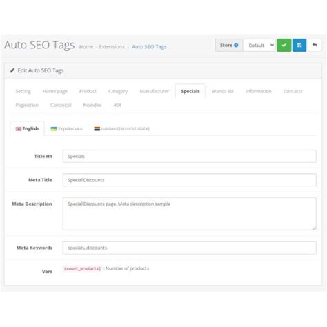 Opencart Auto Seo Tags Extension For Opencart