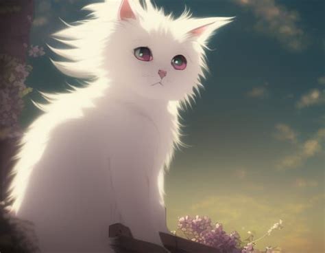 White Fluffy Cat By Artist Anime Anime Key Visual Japanese Manga