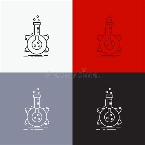 Research Laboratory Flask Tube Development Icon Over Various Background Line Style Design