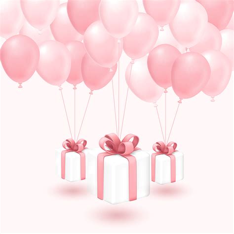 핑크 풍선을 단 나르는 선물 상자 쇼핑 배경 유토이미지 상세페이지 베이직샵 일러스트 21990492