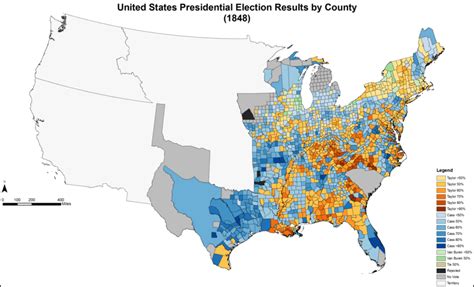 1848 Us Presidential Election Map Taylor Vs Cass Brilliant Maps