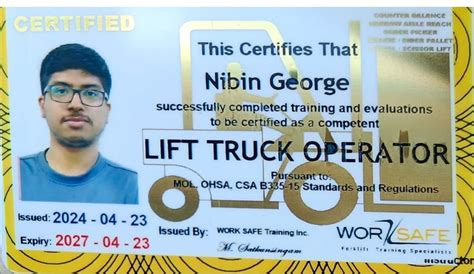 Nibin George On Linkedin New Achievement Thanks To Worksafe Training Systems