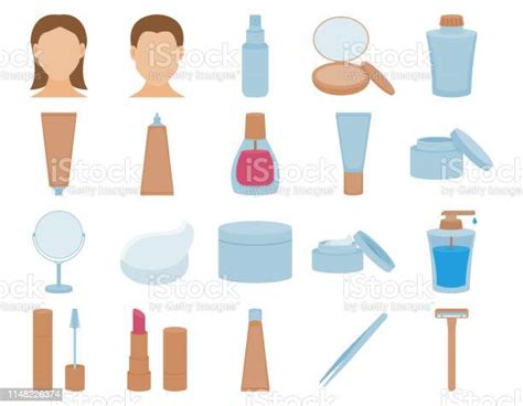 화장품 및 스킨 케어 크림 액체 비누 흰색 바탕에 평면 스타일에 파우더 박스 아이콘 설정 0명에 대한 스톡 벡터 아트 및 기타 이미지 Istock