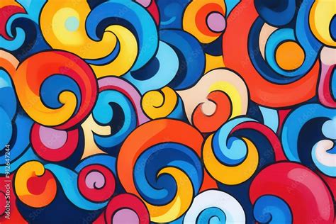 Swirling Patterns In Motion A Vibrant Digital Artwork Featuring Intricate Swirls And Spirals
