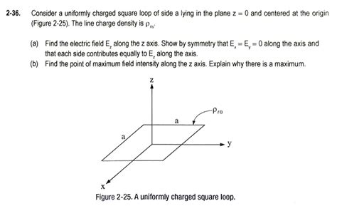 solved 2 36 consider a uniformly charged square loop of