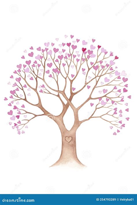 Love Tree Herts Leaves Stock Illustration Illustration Of Romantic 254793289