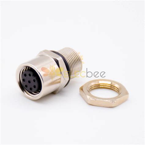 M8 Sensor Connector 8 Pin Female 180° Back Mount B Code