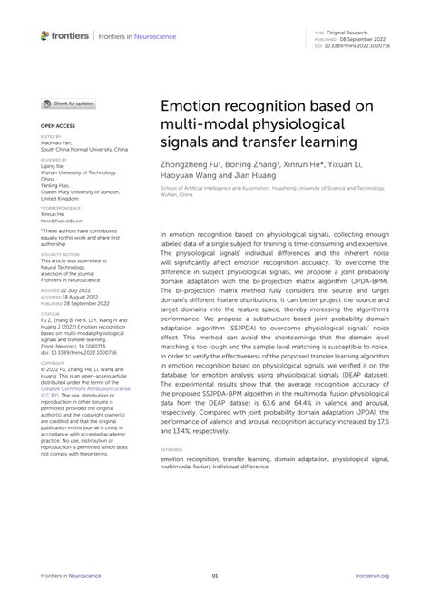 pdf emotion recognition based on multi modal physiological signals