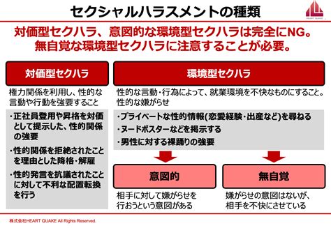ハラスメント研修で伝えたい「対価型セクハラ」と「環境型セクハラ」 ビジネスゲーム研修なら株式会社heart Quake