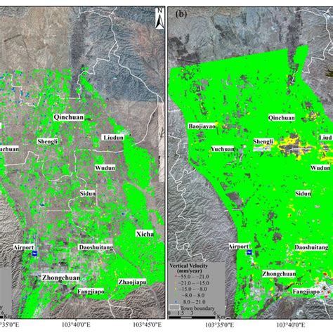 Insar Derived Average Velocity Map In The Vertical Direction Over The Download Scientific