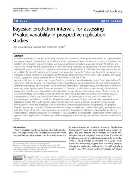 pdf bayesian prediction intervals for assessing p value variability