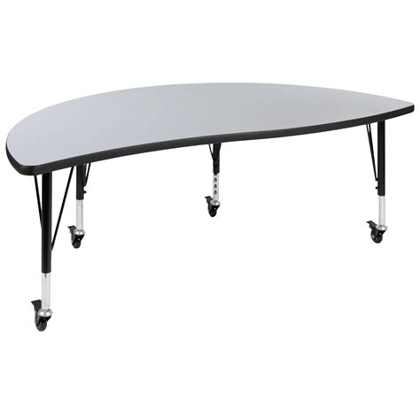 Flash Furniture Mobile 60 Half Circle Wave Collaborative Grey Thermal