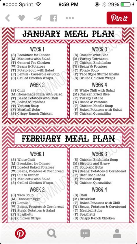 12 Month Printable Meal Plan Budget Friendly Recipes
