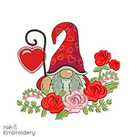 Wreath Love Gnome Embroidery Designs Nextembroidery