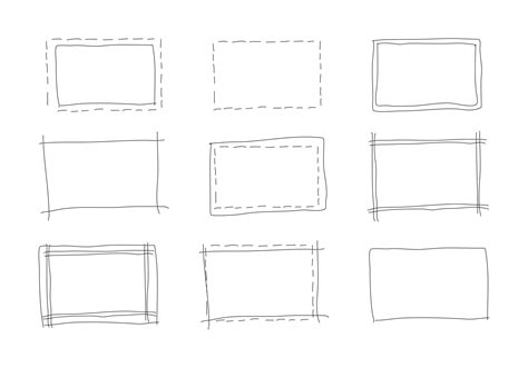 Set Of Hand Drawn Rectangle Frames Simple Doodle Rectangular Shapes Scribble Square Text Box
