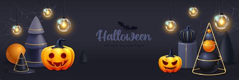 현실적인 3d 할로윈 호박과 할로윈 휴가 배경 벡터 일러스트 레이 션 10월에 대한 스톡 벡터 아트 및 기타 이미지 10월 3차원 형태 강단 Istock