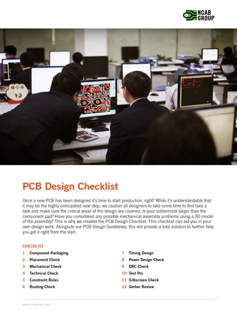 Ncab Pcb Design Checklist 210413 Pdf Printed Circuit Board Insulator Electricity