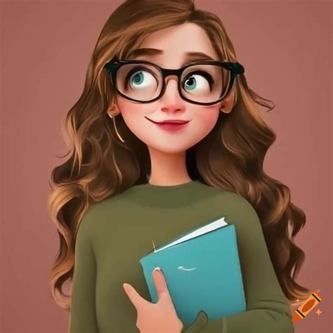 Girl With Glasses Cartoon Character