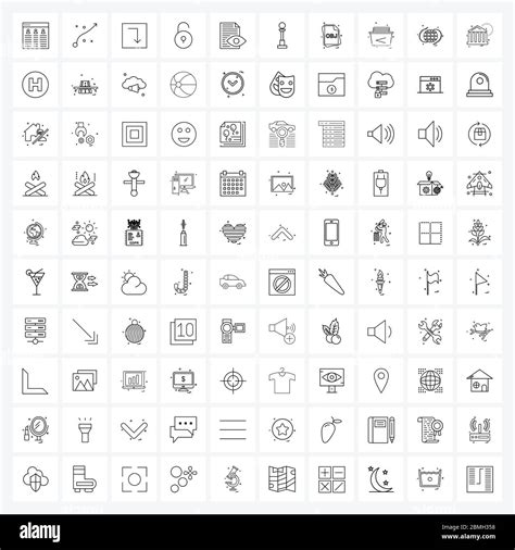 Set Of 100 Simple Line Icons For Web And Print Such As File Document