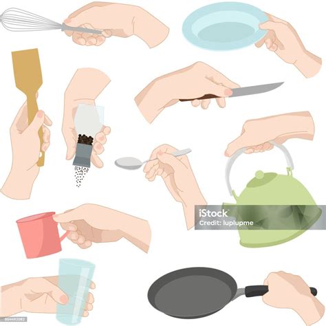 레스토랑 주방 도자기 인간의 손에 요리 음식 집 기구 그래픽 주방 기구 벡터 일러스트 레이 션 강판에 대한 스톡 벡터 아트 및