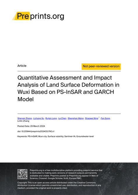 Pdf Quantitative Assessment And Impact Analysis Of Land Surface Deformation In Wuxi Based On