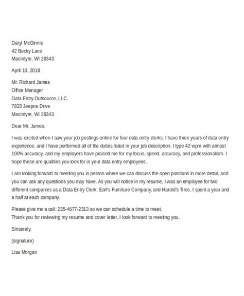 Example Of Job Application Letter For Data Encoder Sample Resume Format Best Template